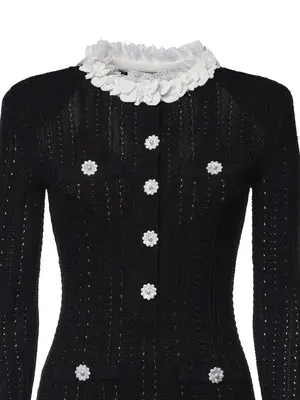 SELF-PORTRAIT Lace Trim Knit Mini Dress