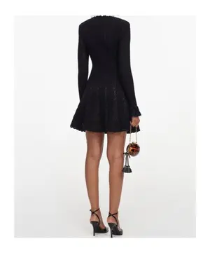 SELF-PORTRAIT Lace Trim Knit Mini Dress