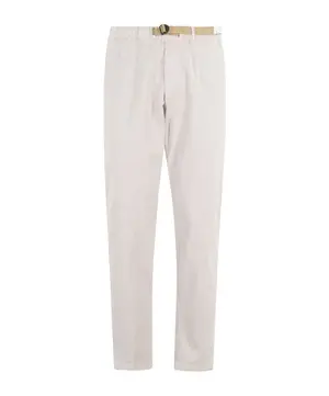 WHITE SAND Casual Trousers With Belt Loops - White