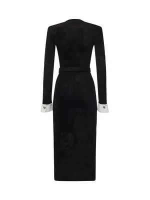 SELF-PORTRAIT Belted Buttoned Midi Dress