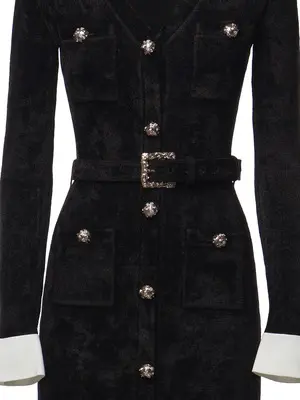SELF-PORTRAIT Belted Buttoned Midi Dress