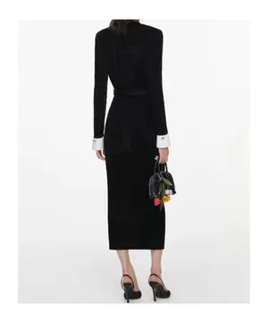 SELF-PORTRAIT Belted Buttoned Midi Dress
