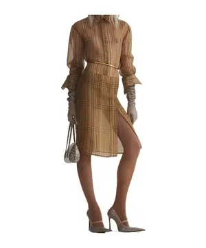 MUGLER Organza Wrap Skirt - Brown