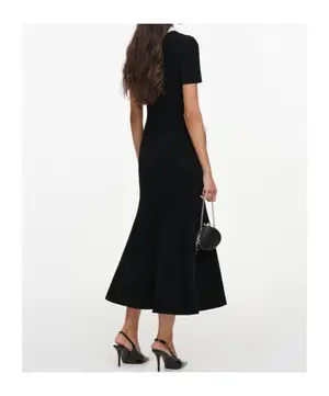 SELF-PORTRAIT Floral-appliqué Ribbed-knit Midi Dress