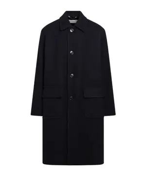Dries Van Noten Single-breasted Wool Coat - Navy Blue