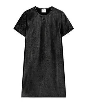 COURREGES Vinyl-effect Short-sleeve Mini Dress - Black
