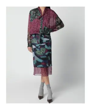 Dries Van Noten Silk-blend Printed Midi Skirt