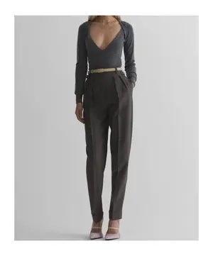 MUGLER Cashmere V-neck Knit Top