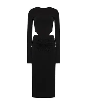 Andamane Heloise Cut-out Ruched Midi Dress - Black