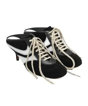 Dries Van Noten Mules 65 In Black And White Suede And Leather - Black White