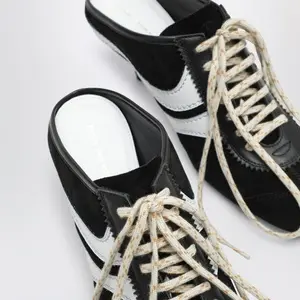 Dries Van Noten Mules 65 In Black And White Suede And Leather - Black White