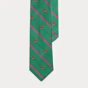 Ralph Lauren Striped Silk Neck Tie With Crest