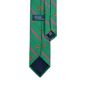 Ralph Lauren Striped Silk Neck Tie With Crest