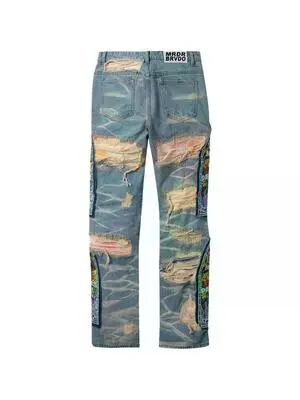 WHO DECIDES WAR Fusion Distressed-finish Jeans