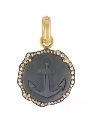 SYLVA & CIE Anchor -motif Hematite And Diamond Pendant - Gold