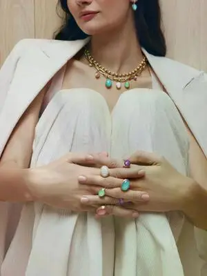 NANIS Boules Amazonite Diamond Ring