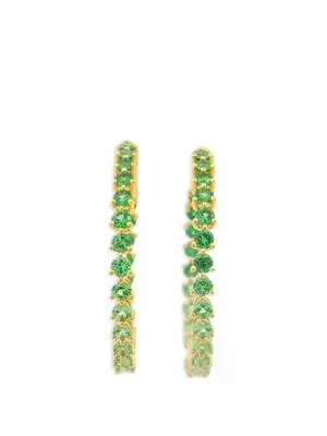LISA NIK Tsavorite And Garnet Hoop Earrings - Gold
