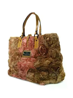 Valentino Garavani Floral Appliqué Leather Trim Tote Bag