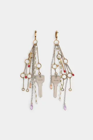 Dsquared2 Charm Earrings With Key And Matchstick Motifs