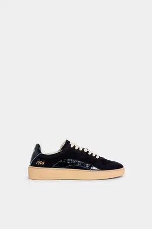 Dsquared2 Suede And Croc-effect Leather Low-top Sneakers - Blue