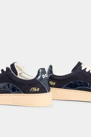 Dsquared2 Suede And Croc-effect Leather Low-top Sneakers - Blue