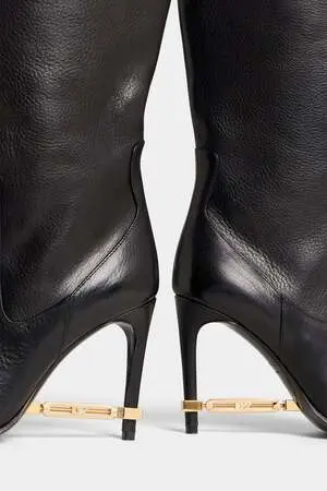 Dsquared2 Knee-high Stiletto Boots With Metal Bar Detail - Black