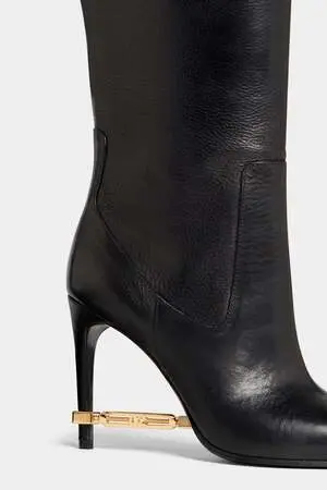 Dsquared2 Knee-high Stiletto Boots With Metal Bar Detail - Black
