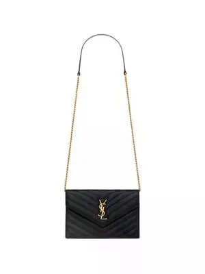 Saint Laurent Cassandre Quilted Chevron-pattern Clutch Bag - Black
