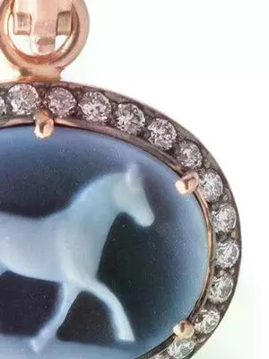 SYLVA & CIE Horse Onyx Cameo And Diamond Pendant In 18k Rose Gold