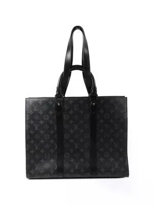LOUIS VUITTON Monogram Eclipse Sac Plat 24h Tote Bag - Black