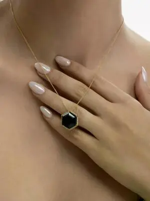 LISA NIK Black Onyx And Diamond Necklace