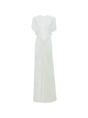 Victoria Beckham Isabella Draped-detail Maxi Dress - Neutrals