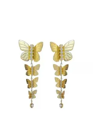 TANYA FARAH Diamond-embellishment Butterfly Drop Earrings - Yellow