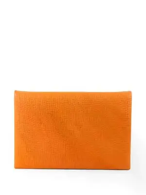 Hermès 2023 Calvi Epsom Card Holder - Orange