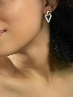 David Webb Diamond Geometric Drop Earrings - Gold