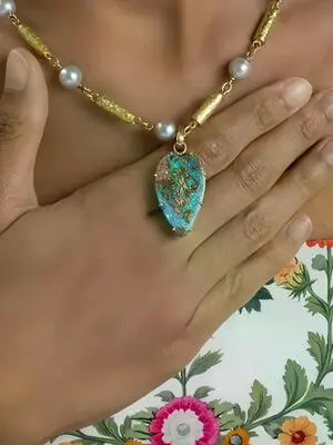 SYLVA & CIE Australian Opal Pendant - Blue