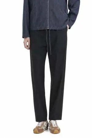 Loewe Drawstring Trousers In Wool - Black