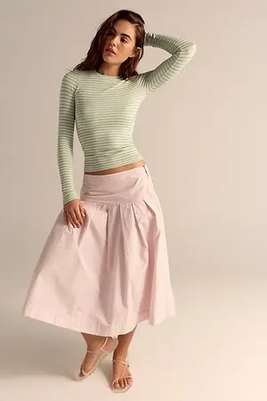 Free People Intimately Just Enough Stripe Long Sleeve Top - Frosted Mint Combo