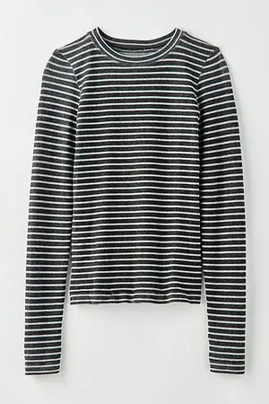 Free People Just Enough Stripe Crew Neck Long Sleeve