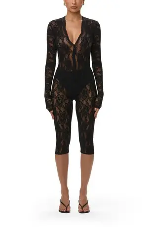 Naked Wardrobe Lace Capri Leggings