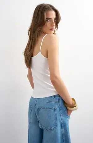 Topshop Rib Micro Curve Hem Tank