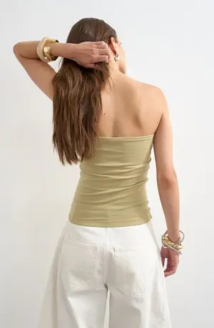 Topshop Cotton Blend Bandeau Top