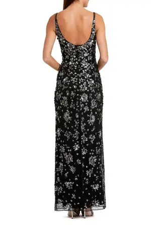 Mac Duggal Embellished Floral Evening Gown