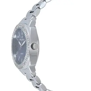 PEUGEOT Round Crystal Bezel Link Bracelet Watch - Blue