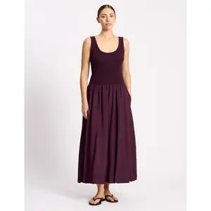 ALBARAY Bubble Hem Scoop Neck Maxi Dress