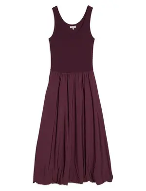 ALBARAY Bubble Hem Scoop Neck Maxi Dress