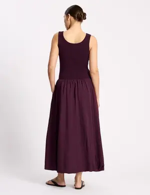 ALBARAY Bubble Hem Scoop Neck Maxi Dress