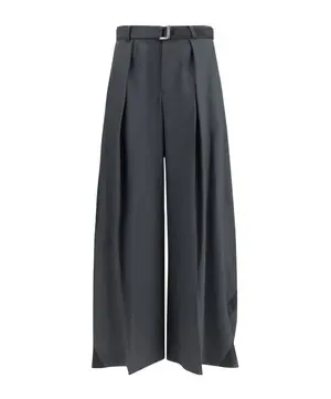 Sacai Pleated Wide-leg Pants - Grey