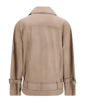 Pinko Belted Leather Biker Jacket