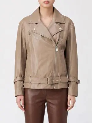 Pinko Belted Leather Biker Jacket